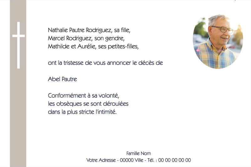 Faire part D c s Carte Personnalis e Invitation Obs ques